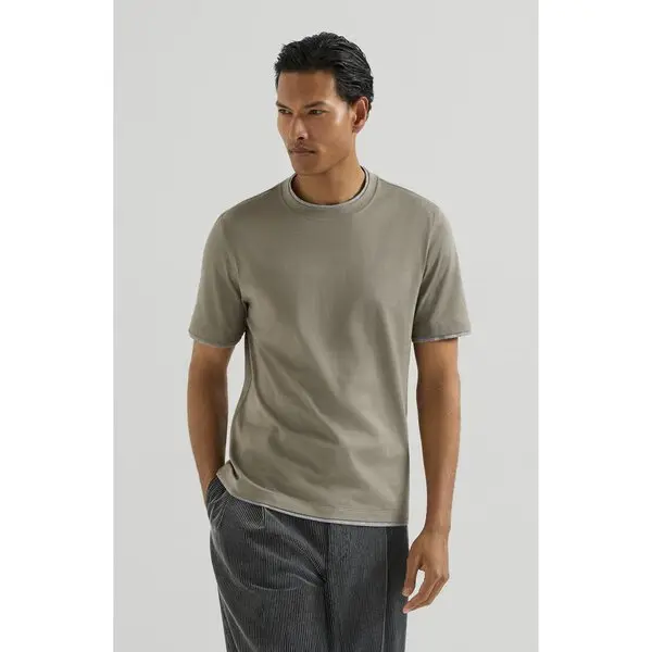 Brunello Cucinelli T-shirt With Faux-layering - Medium Grey