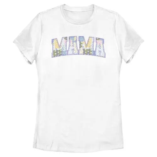 Disney Mama Collegiate Fabric Pattern Graphic T-shirt - White