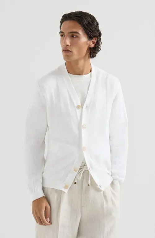 Brunello Cucinelli Linen And Cotton Cardigan - White