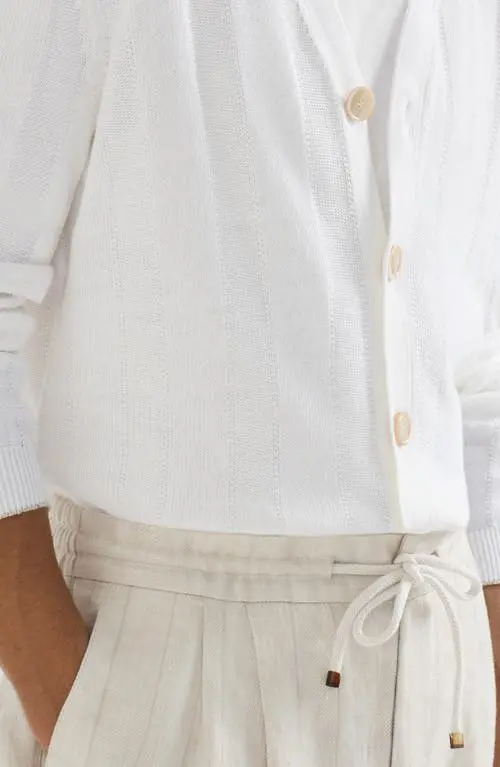 Brunello Cucinelli Linen And Cotton Cardigan - White