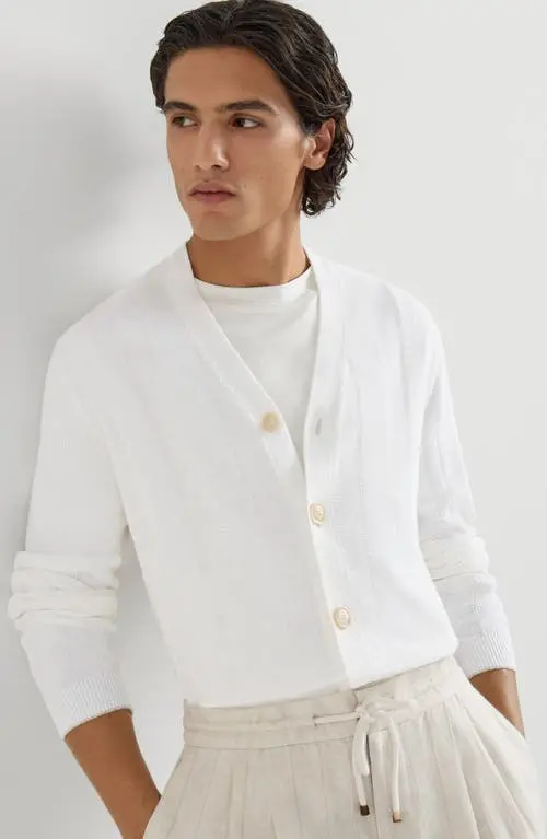 Brunello Cucinelli Linen And Cotton Cardigan - White