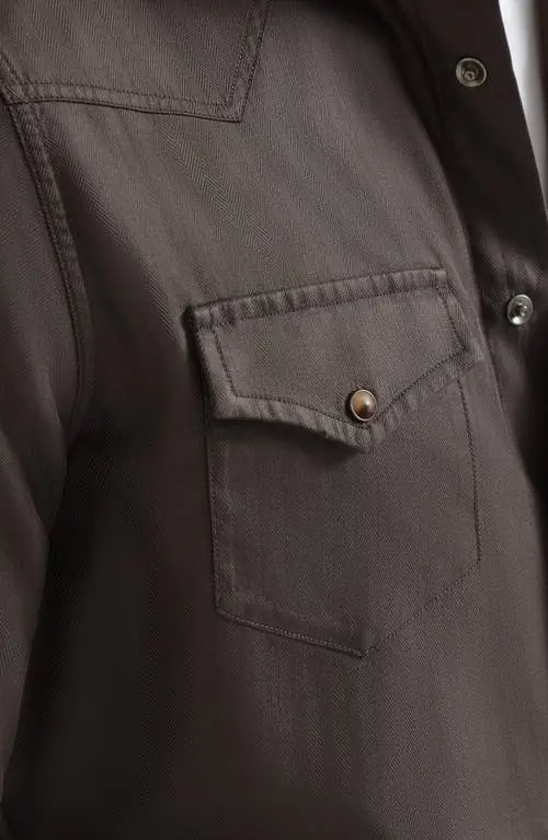 Brunello Cucinelli Garment-dyed Chevron Shirt - Brown