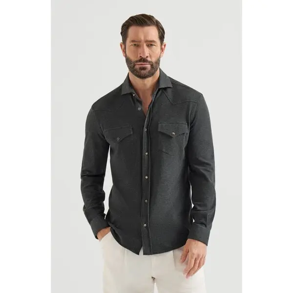 Brunello Cucinelli Piqué Shirt - Anthracite