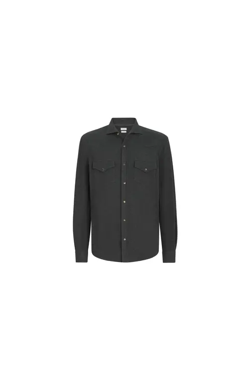 Brunello Cucinelli Cotton Piqué Western Shirt - Anthracite