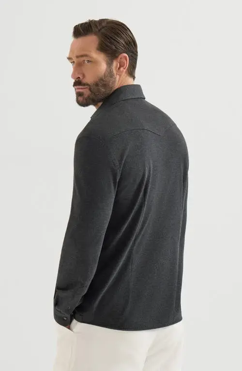 Brunello Cucinelli Cotton Piqué Western Shirt - Anthracite