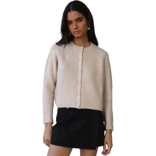 Callahan Cardigan With Covered Buttons And Raglan Sleeves - Lichen