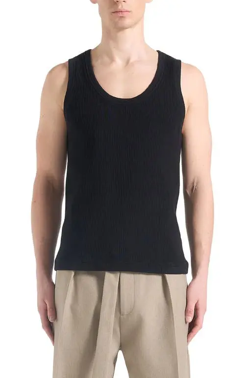 Manière De Voir Ribbed Cotton Vest - Black