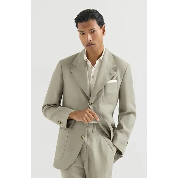 Brunello Cucinelli Chevron Unlined Blazer - Sage