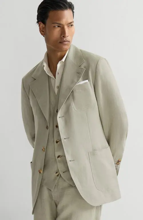 Brunello Cucinelli Chevron Unlined Blazer - Sage