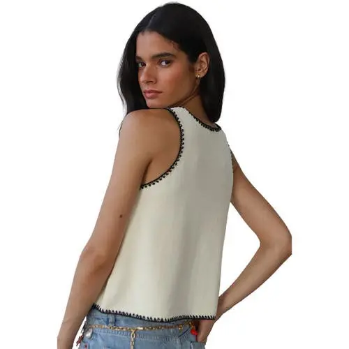 Callahan Mala Knit Stitch Tank Top - Creme