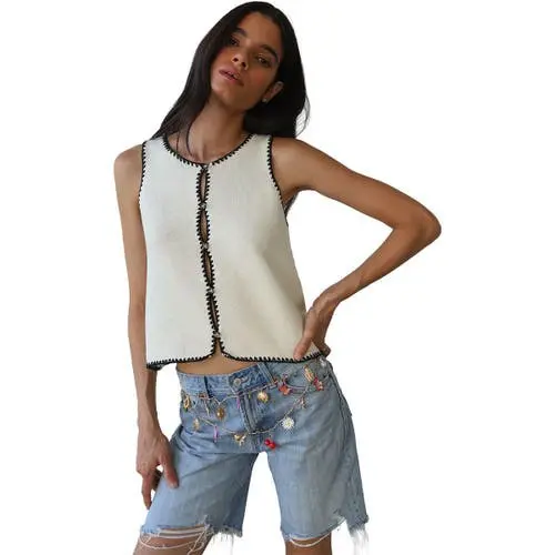 Callahan Mala Knit Stitch Tank Top - Creme