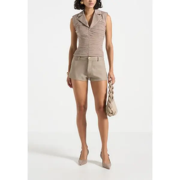 Manière De Voir Thea Mesh Ruched Waistcoat - Mushroom