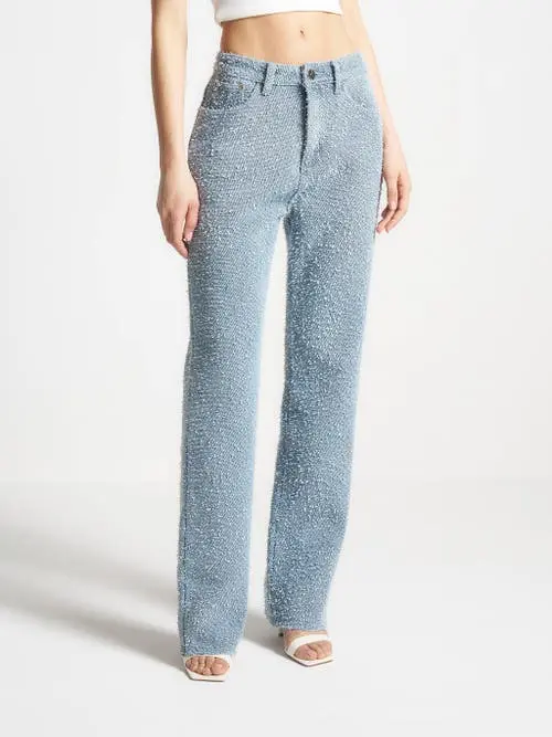 Manière De Voir Sara Boucle Straight Leg Jeans - Light Blue