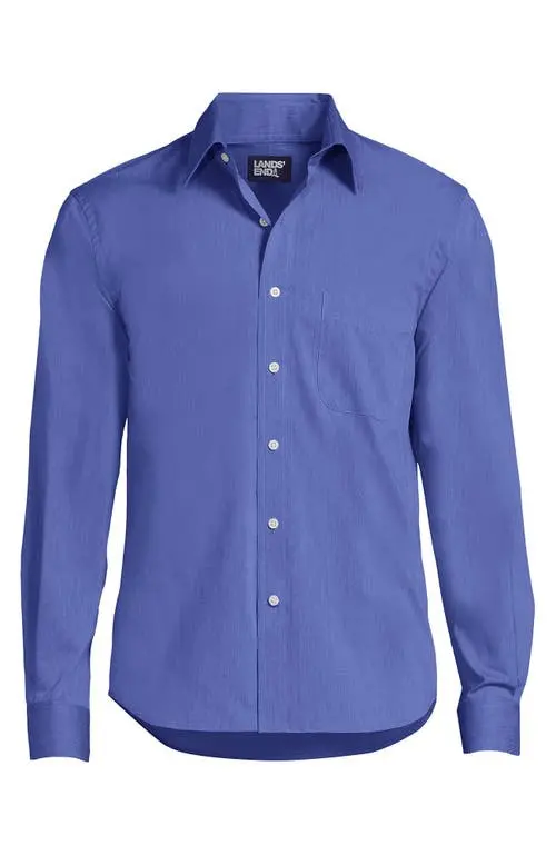 LANDS' END Long Sleeve Stretch Coolmax Shirt - French Blue