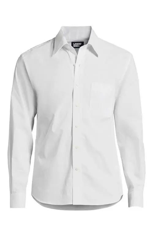 LANDS' END Long Sleeve Stretch Coolmax Shirt - White