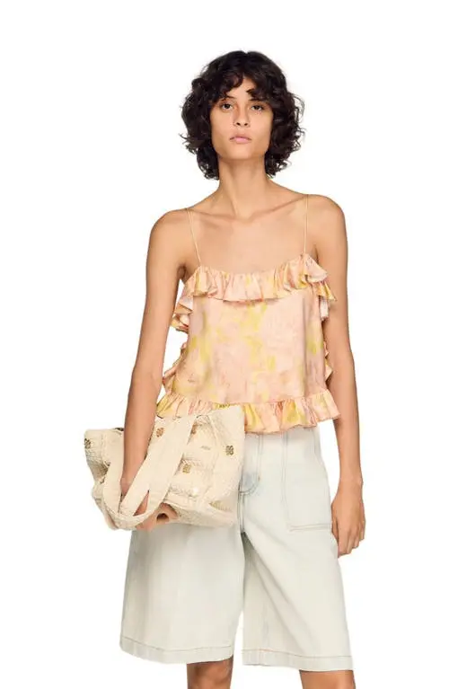 Sandro Crochet Bag With Tassels And Magnetic Fastening - Ecru