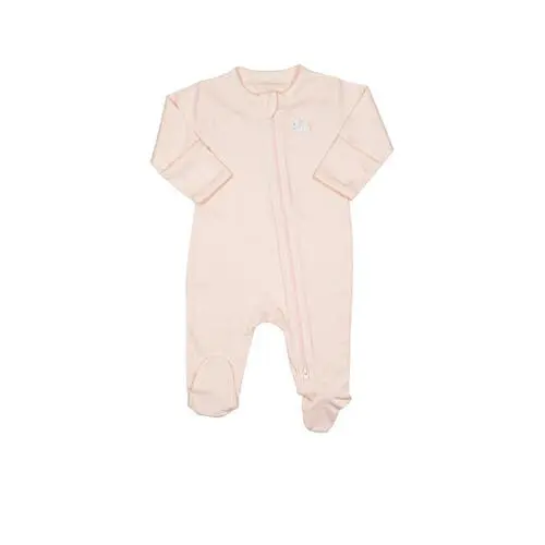 WILD WAWA Pima Embroidered Footie - Pink Lamb