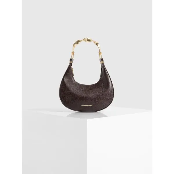 Manière De Voir Sadie Sculpted Leather Crescent Bag - Brown
