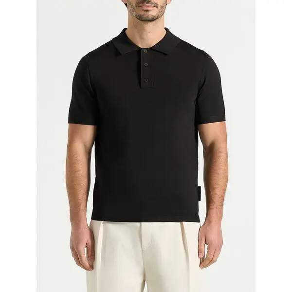Manière De Voir Bryn Luxe Knitted Polo Top - Black