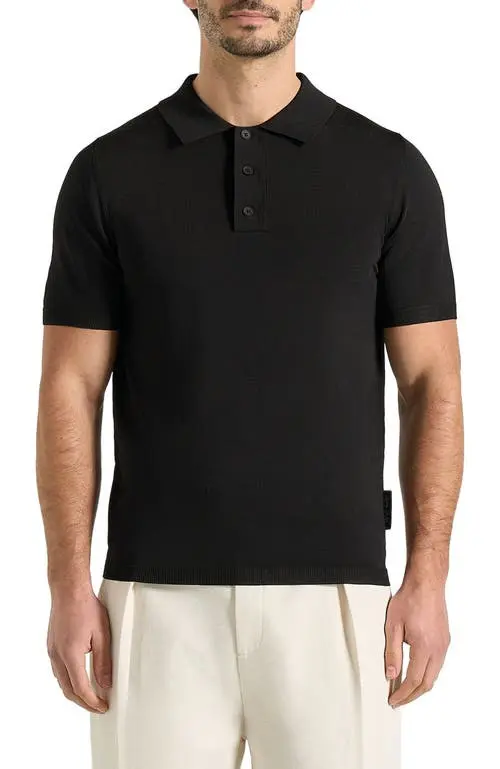 Manière De Voir Bryn Luxe Knitted Polo Top - Black