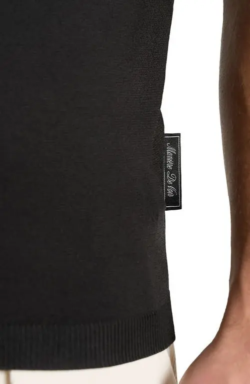 Manière De Voir Bryn Luxe Knitted Polo Top - Black