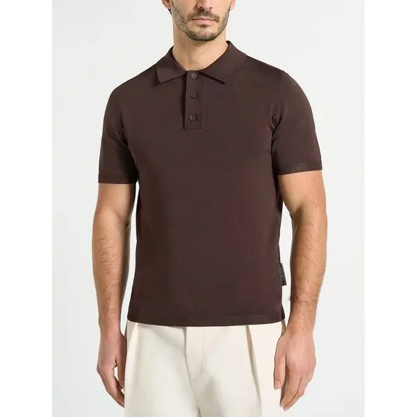 Manière De Voir Bryn Luxe Knitted Polo Top - Brown
