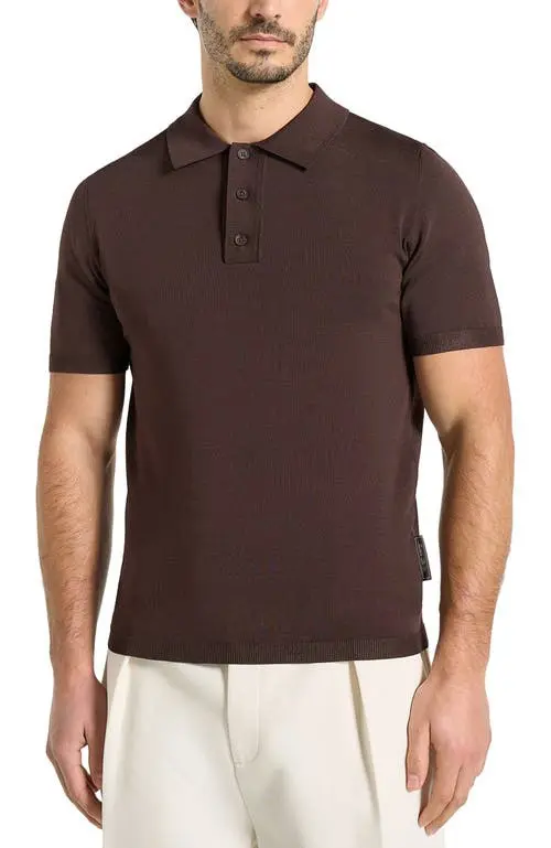 Manière De Voir Bryn Luxe Knitted Polo Top - Brown