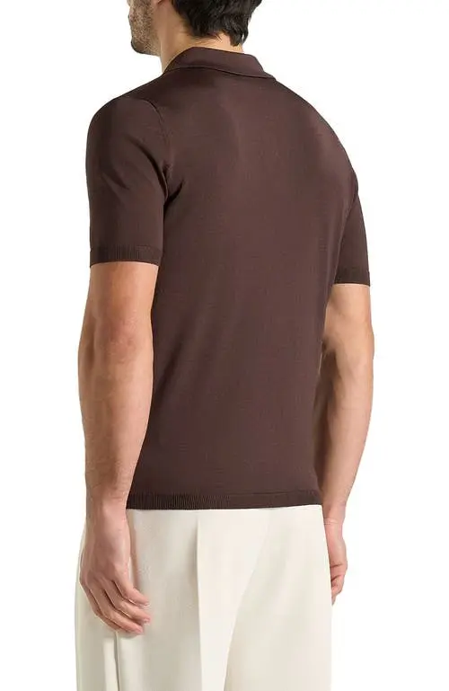Manière De Voir Bryn Luxe Knitted Polo Top - Brown