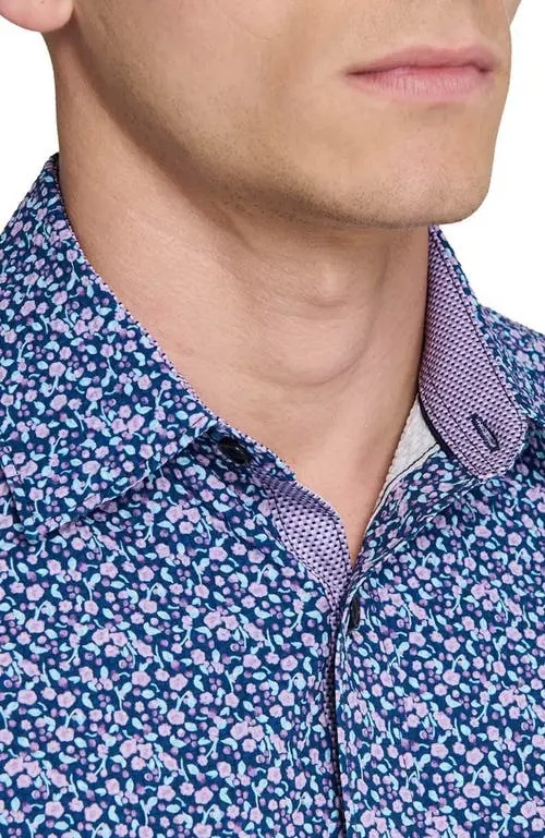 CON.STRUCT Slim Fit Floral Seersucker Short Sleeve Shirt