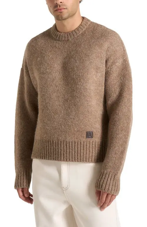 Manière De Voir Brushed Knit Jumper With Embroidered Slogan - Beige