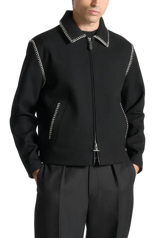 Manière De Voir Alex Whipstitch Twill Boxy Jacket - Black