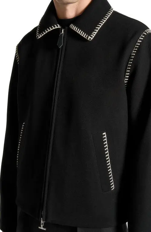 Manière De Voir Alex Whipstitch Twill Boxy Jacket - Black