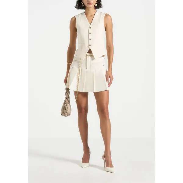 Manière De Voir Elise Tailored Pleated Skort With Belt - Off White