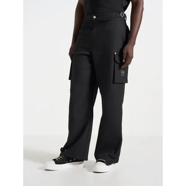 Manière De Voir Mathis Twill Signature Wide Leg Cargo Trousers - Black