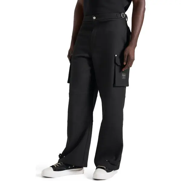 Manière De Voir Mathis Twill Signature Wide Leg Cargo Trousers - Black