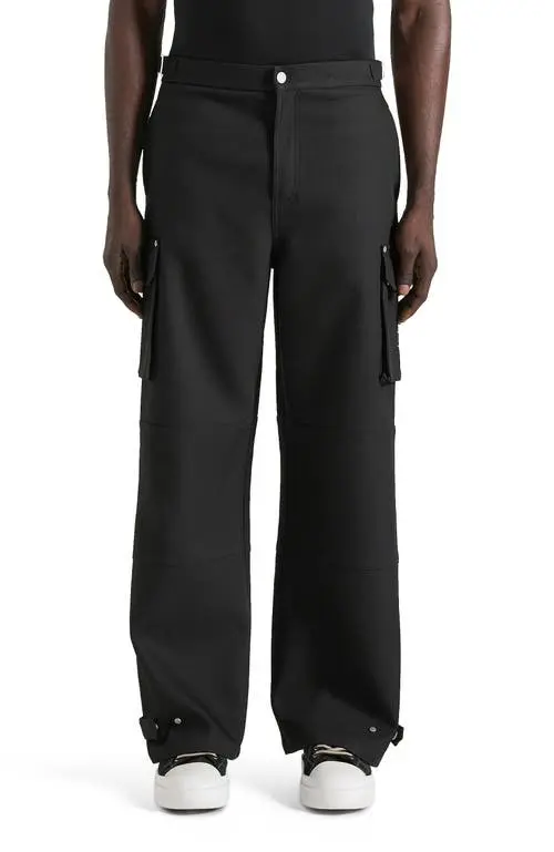 Manière De Voir Mathis Twill Signature Wide Leg Cargo Trousers - Black