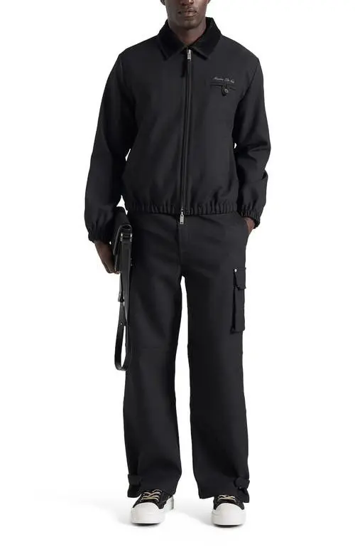 Manière De Voir Mathis Twill Signature Wide Leg Cargo Trousers - Black