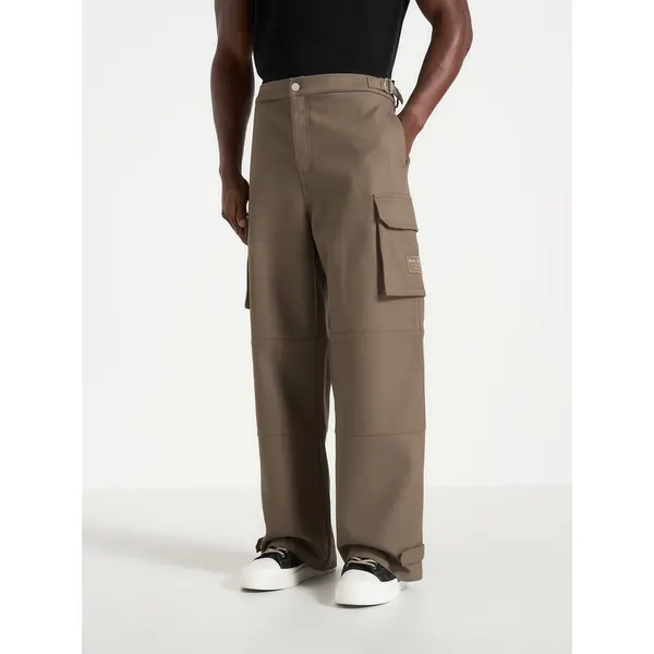 Manière De Voir Mathis Twill Signature Wide Leg Cargo Trousers - Olive