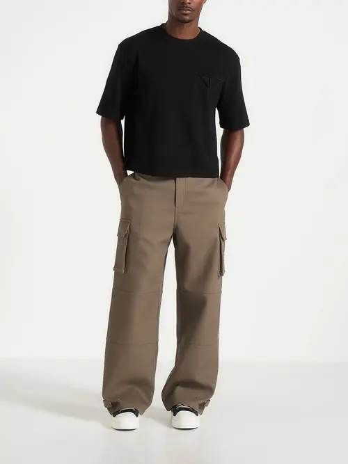 Manière De Voir Mathis Twill Signature Wide Leg Cargo Trousers - Olive