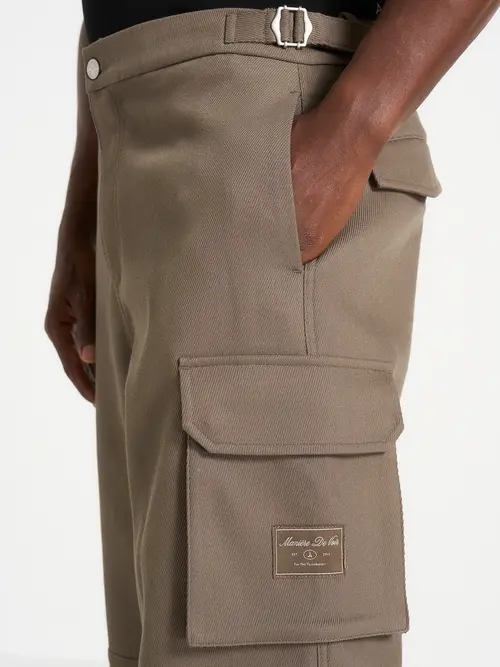 Manière De Voir Mathis Twill Signature Wide Leg Cargo Trousers - Olive