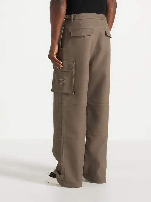 Manière De Voir Mathis Twill Signature Wide Leg Cargo Trousers - Olive