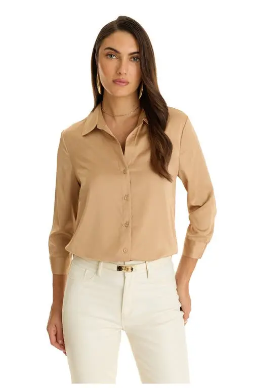 THE NOLI SHOP Sara Silk Blouse - Mocha
