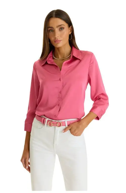 THE NOLI SHOP Sara Silk Blouse - Pink