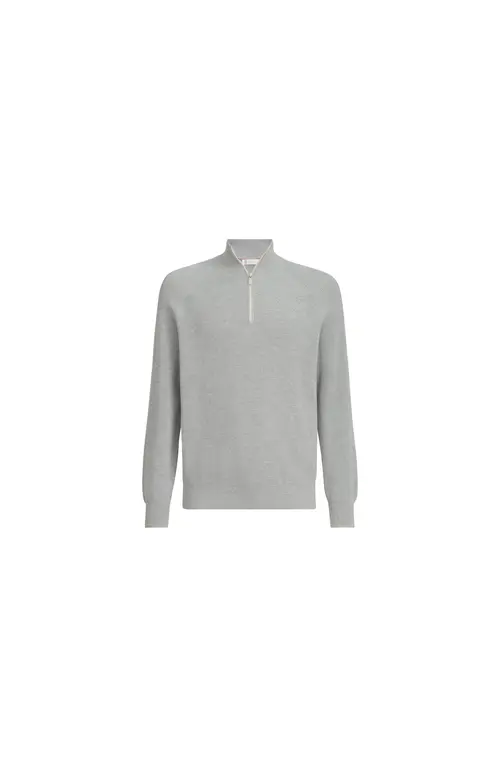 Brunello Cucinelli English Rib Knit Sweater - Light Grey