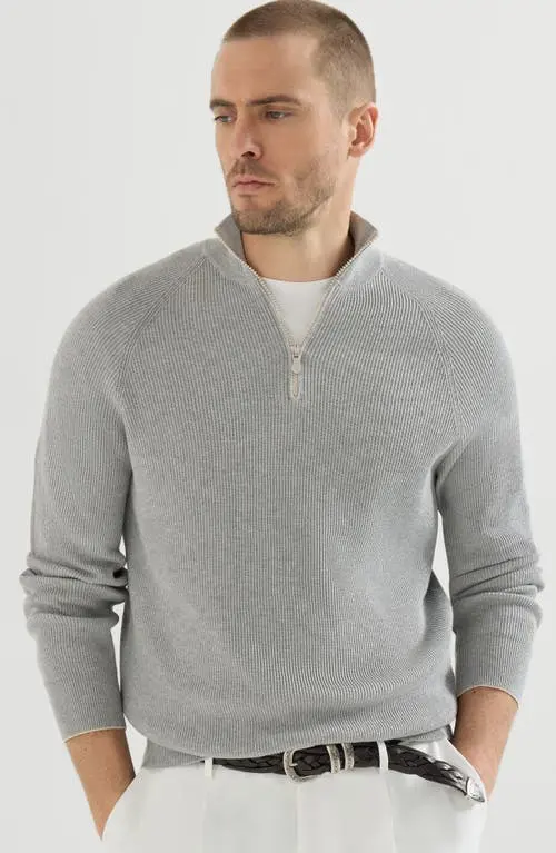 Brunello Cucinelli English Rib Knit Sweater - Light Grey