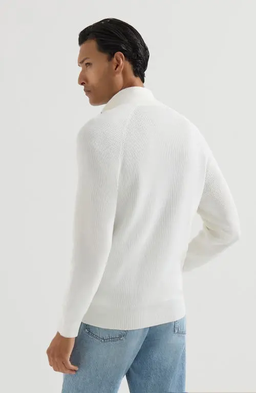 Brunello Cucinelli Cotton English Rib Half-zip Sweater - Panama