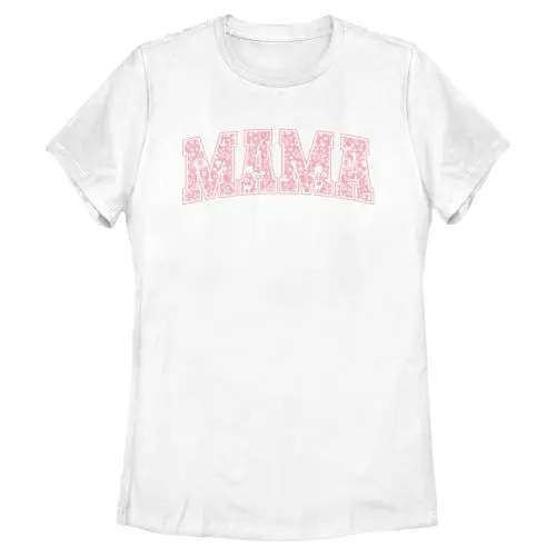Disney Mama Collegiate Items Pattern Graphic T-shirt - White