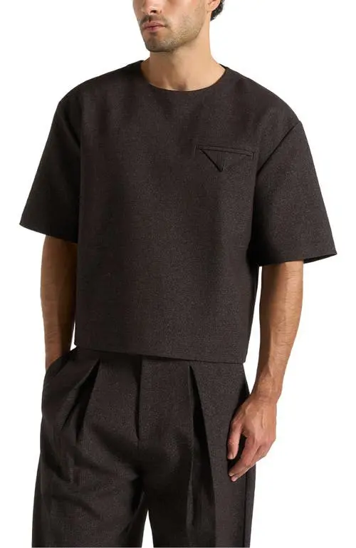 Manière De Voir Leon Boxy Cropped Hatched T-shirt - Brown