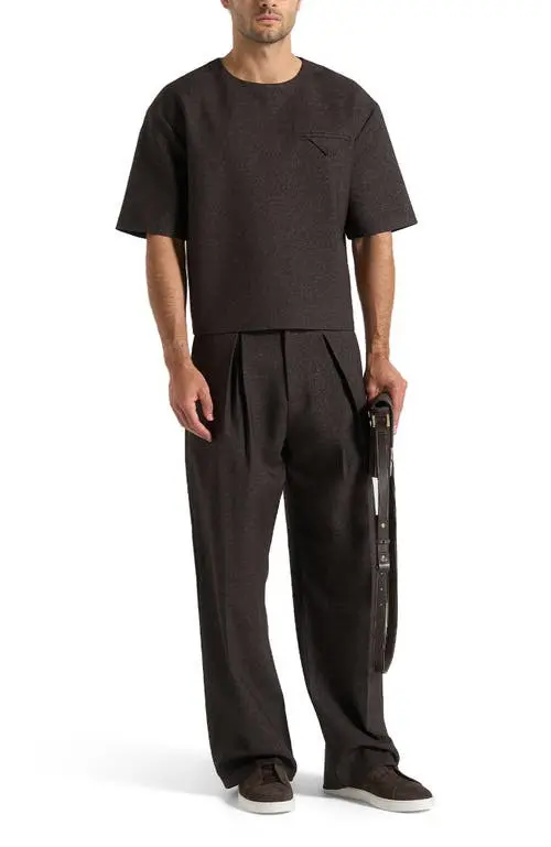 Manière De Voir Leon Boxy Cropped Hatched T-shirt - Brown