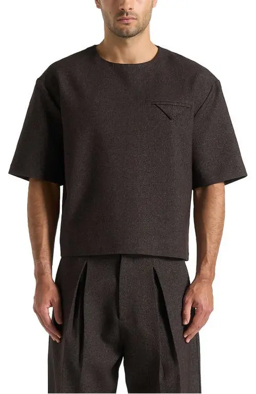 Manière De Voir Leon Boxy Cropped Hatched T-shirt - Brown